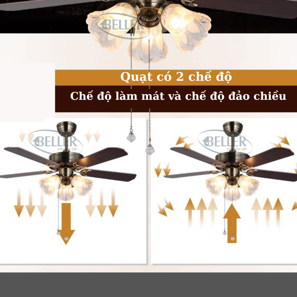 Quạt trần đèn 52BL – 115G – Beller.VN – Enhance Life