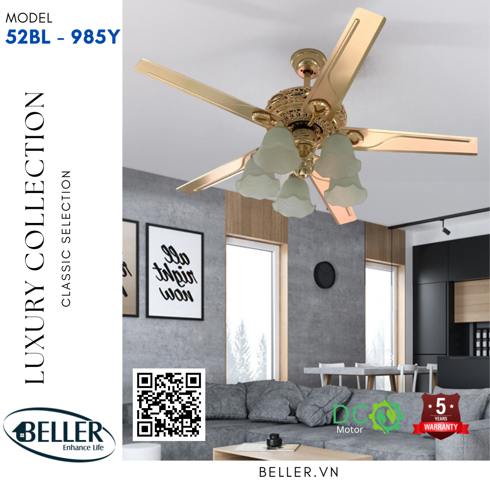 Quạt trần đèn 52BL – 985Y – Beller.VN – Enhance Life